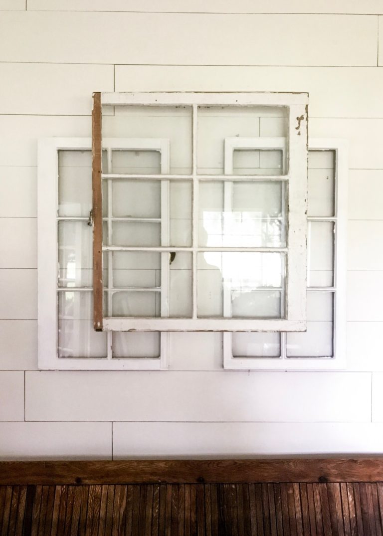 How to Hang Layered Vintage Windows - Easy Farmhouse Decor DIY - Cotton ...